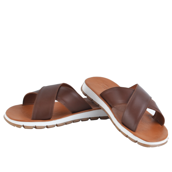 Sandale extra-confortable pour homme 100% cuir Marron