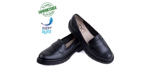 Chaussure confortable vernis 100% cuir Noir BJ-921N